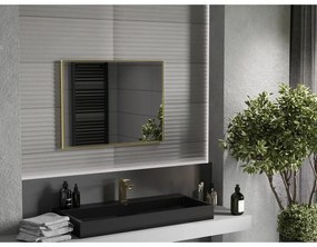 Mexen Loft, obdélníkové koupelnové zrcadlo 80 x 60 cm, barva rámu zlatá lesklá, 9852-080-060-000-50