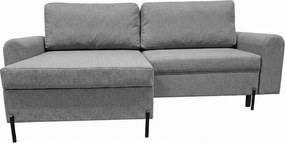 Rohová rozkládací sedací souprava do L PORTINE, 245 cm, s úložným prostorem Roh pohovky: Levý roh, Barva látky Sawana: Šedá (Sawana 21)