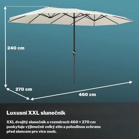 Dvojitý slunečník MIAMI, 460 × 270 cm, béžová Kingsleeve