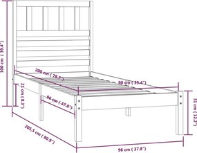 vidaXL Rám postele masivní borovice 90 x 200 cm [3101011] Barva: Přírodní