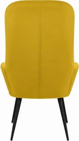 relaxační křeslo, odpočinkové, dřevo/kov/samet, 96x69x78 cm, nohy černé/žlutá, Dekorino KR20260068