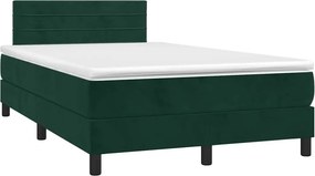 Box spring postel s matrací a LED tmavě zelená 120x190 cm samet 3270162