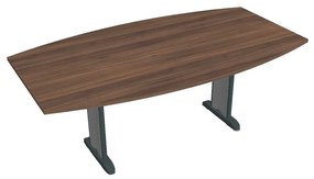Stůl jednací sud 200 cm - Hobis Flex FJ 200 Dekor stolové desky: ořech, Barva nohou: černá