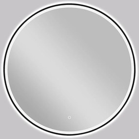 CERANO - Koupelnové LED zrcadlo Vito, kovový rám - černá matná - Ø 80 cm