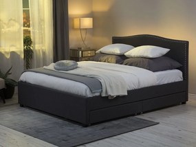 Manželská postel 180 cm MONTHY (s roštem, úl. prostorem a bílým LED osvětlením) (šedá). 1007384