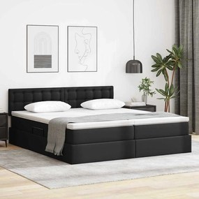 Postel s úložným prostorem s čelo Černá 180 x 200 cm Umělá kůže 3370905