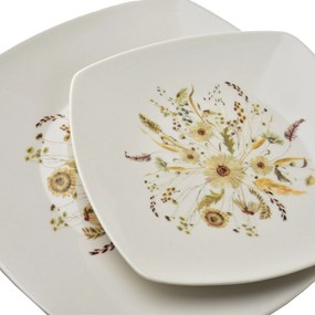 Porcelánová jídelní sada LEA Beige 18 ks bílá/béžová