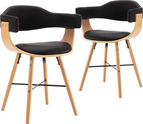 vidaXL Jídelní židle 2 ks krémové umělá kůže a ohýbané dřevo [283138] Barva: Tmavě šedá