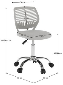 Dětská židle PIXIE - kov, polyester, šedá / chrom