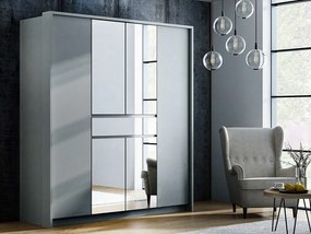 Casarredo - Komfort nábytek Šatní skříň RIJEKA 200 platinum/zrcadlo