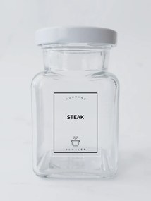 Samolepka na kořenky STEAK  průhledná 3 × 4 cm tučné písmo