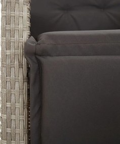 3dílný bistro set s poduškami světle šedý polyratan 3212598