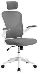 Ergonomická kancelářská židle s bederní opěrkou a opěrkou hlavy, šedá