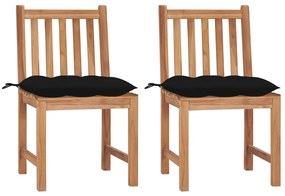 Zahradní židle 2 ks s poduškami masivní teakové dřevo,  3062938