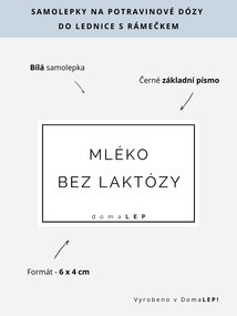 MLÉKO BEZ LAKTÓZY - Samolepka s rámečkem na dózy do lednice, 6 x 4 cm