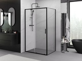 Mexen Exo, posuvná sprchová kabina, dveře 170 cm + boční stěna 80 cm, transparentní sklo, černá, 8151-170-080-70-00