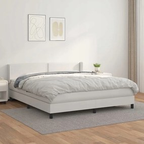 Box spring postel s matrací umělá kůže bílá