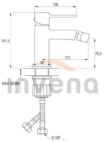 Invena Glamour, stojánková bidetová baterie, zlatá lesklá, INV-BB-02-009-V