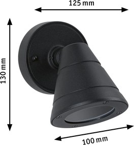 P 94734 Venkovní nástěnné svítidlo Trian IP44 kruhové 100x125mm max. 35W 230V antracit hliník - PAULMANN