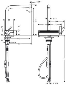 Hansgrohe Aquno Select M81 - Páková kuchyňská baterie 250, vytahovatelný výtok, 2jet, vzhled nerezu 73836800