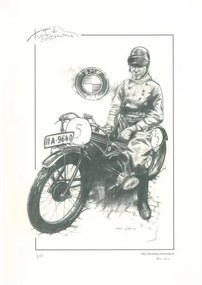 Hans Soenius na motorce BMW - 29,7 x 42 cm