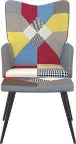 Relaxační křeslo se stoličkou patchwork textil 328186