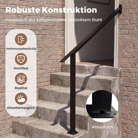 Costway Kovové zábradlí na schodiště Úhlově nastavitelné zábradlí pro 4 schody