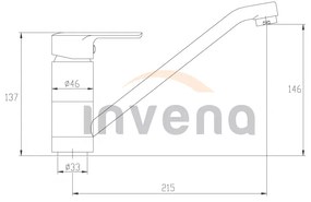 Invena Verso, stojánková dřezová baterie s otočnou výlevkou 215 mm, chromová, INV-BZ-82-002-C