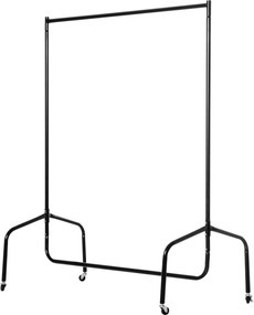 HOMCOM Oblekový Stojan na Kola Pevná Železná Tyč na Oblečení Stojan na Kabáty Nosnost 140 Kg 120 x 60 x 170 cm v Černém Oceli