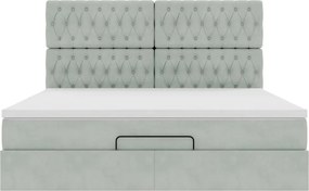 Osmanský rám postele s matracíes světle šedá 180x200cm samet 3313559