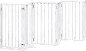 Zábrana pro psy s dvířky skládací 15 panelů bílá 750 cm topol 3155540