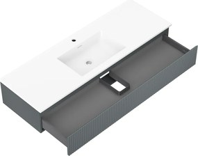 Mexen Rivel, koupelnová skříňka 140 cm s umyvadlem Otis, 1 zásuvka, drážkovaná, grafitová matná/bílá matná, 91A20-14023-1-BF66-W18M0