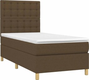 Box spring postel s matrací a LED tmavě hnědá 80x200 cm textil 3135712