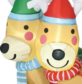 HOMCOM Nafukovací Santa Claus, nafukovací vánoční dekorace, vč. ventilátoru, do interiéru i exteriéru, bílá + zlatá