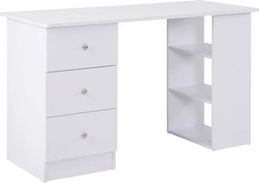 HOMCOM Multimediální Počítačový Stůl s Více Úložnými Prostory 3 Zásuvkami 2 Policemi 120L x 49W x 72H cm Bílý | Aosom