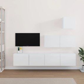 4dílný set TV skříněk bílý s vysokým leskem kompozitní dřevo - Default Title
