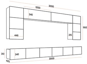 GAB Obývací stěna LORONA 1, Bílá 300 cm