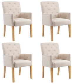 Jídelní židle s područkami 4 ks béžové textil - Default Title