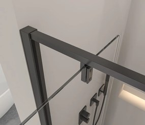 Erga Sydney, sprchový kout s 1-křídlými dveřmi 80(dveře) x 100(stěna) x 195 cm, 6mm čiré sklo, černý profil, ERG-V02-SYDNEY-D080G100-BK