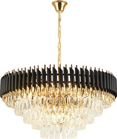 Toolight Toolight, stropní závěsná křišťálová lampa 9xE14 APP1058-CP, černá-zlatá, OSW-04400