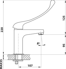 Bruckner Senior umyvadlová baterie lékařská páka chrom 914.004.1