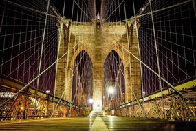 Postershop Fototapeta: Noční Brooklyn Bridge - 254x368 cm