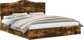 Postel s úložným prostorem se zásuvkou Kouřový dub 180 x 200 cm 3413482