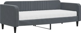 Válenda s matrací tmavě šedá 90 x 200 cm samet 3197040