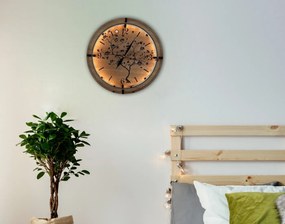 Li-Go "Azalka" Světelné hodiny 32 cm provedení povrchu: dub, varianta napájení svítidla: baterie+pohybové čidlo