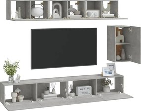 6dílný set TV skříněk betonově šedý kompozitní dřevo 3114617
