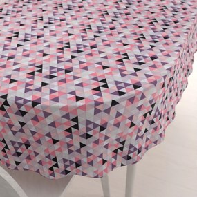 Biante Bavlněný oválný ubrus Sandra SA-330 Růžovo-fialovo-černé trojúhelníčky 120x180 cm