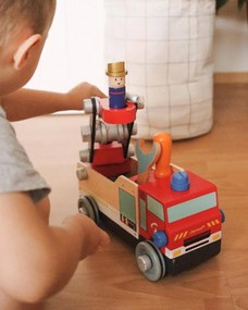 BricoKids - Dřevěné auto a stavebnice - Hasiči -  45 ks