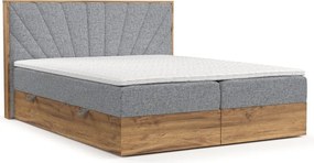 Boxspring postel s úložným prostorem v šedo-přírodní barvě 180x200 cm Asahi – Maison de Rêve