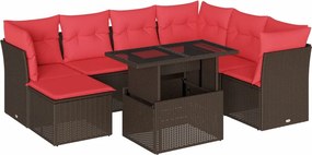 8dílná zahradní sedací souprava s polštáři hnědá polyratan 3266764
